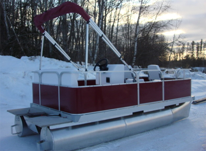 14 ft Fishing & Cruising Pontoon Boat w/ Bimini Top + Steering Console ...