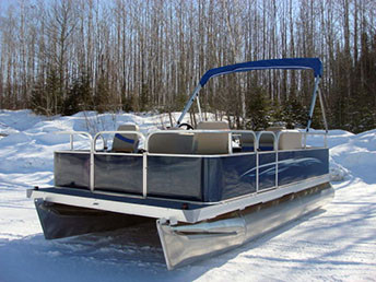 16 ft Pontoon Boat w/ Bimini Top + Steering Console + Rear BenchPontoon ...
